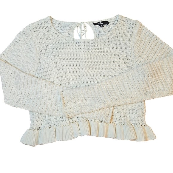 Lulus | Sweaters | Lulus White Crochet Ruffle Long Sleeve Cropped ...